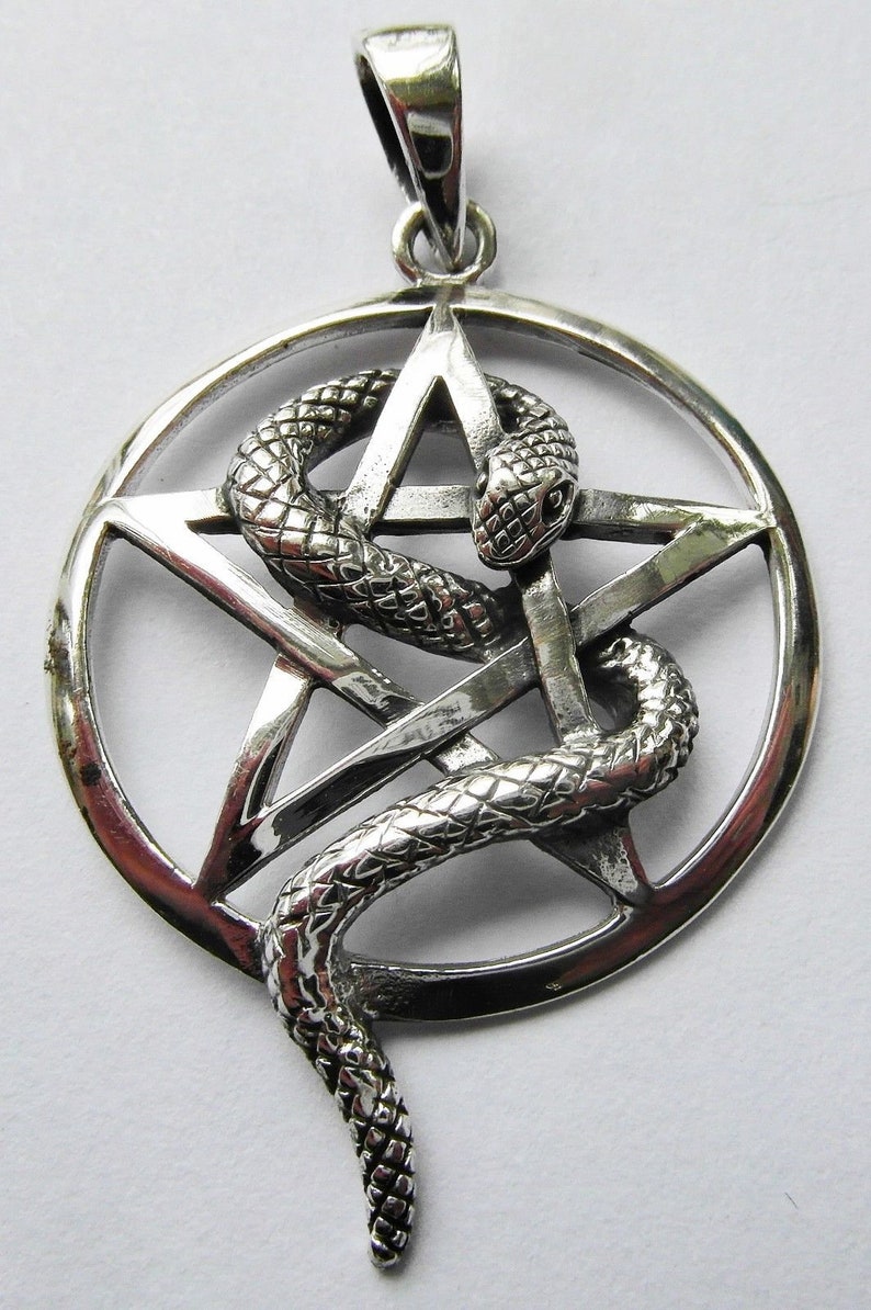 Sterling Silver 925 Snake Wrapped Pentagram Pendant - Etsy