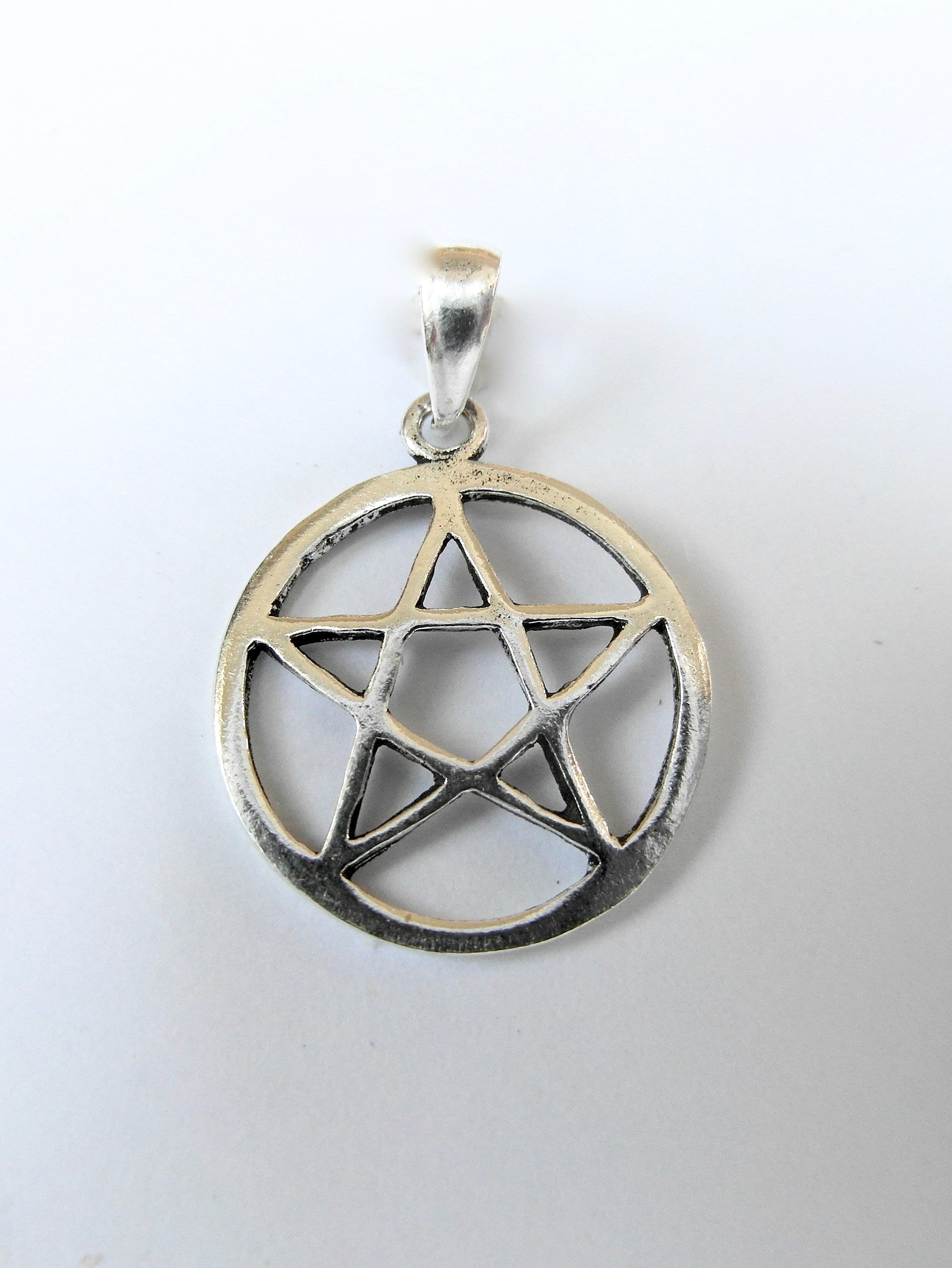 Sterling Silver 925 Pentagram Pendant (14 MM Diameter) - Etsy UK