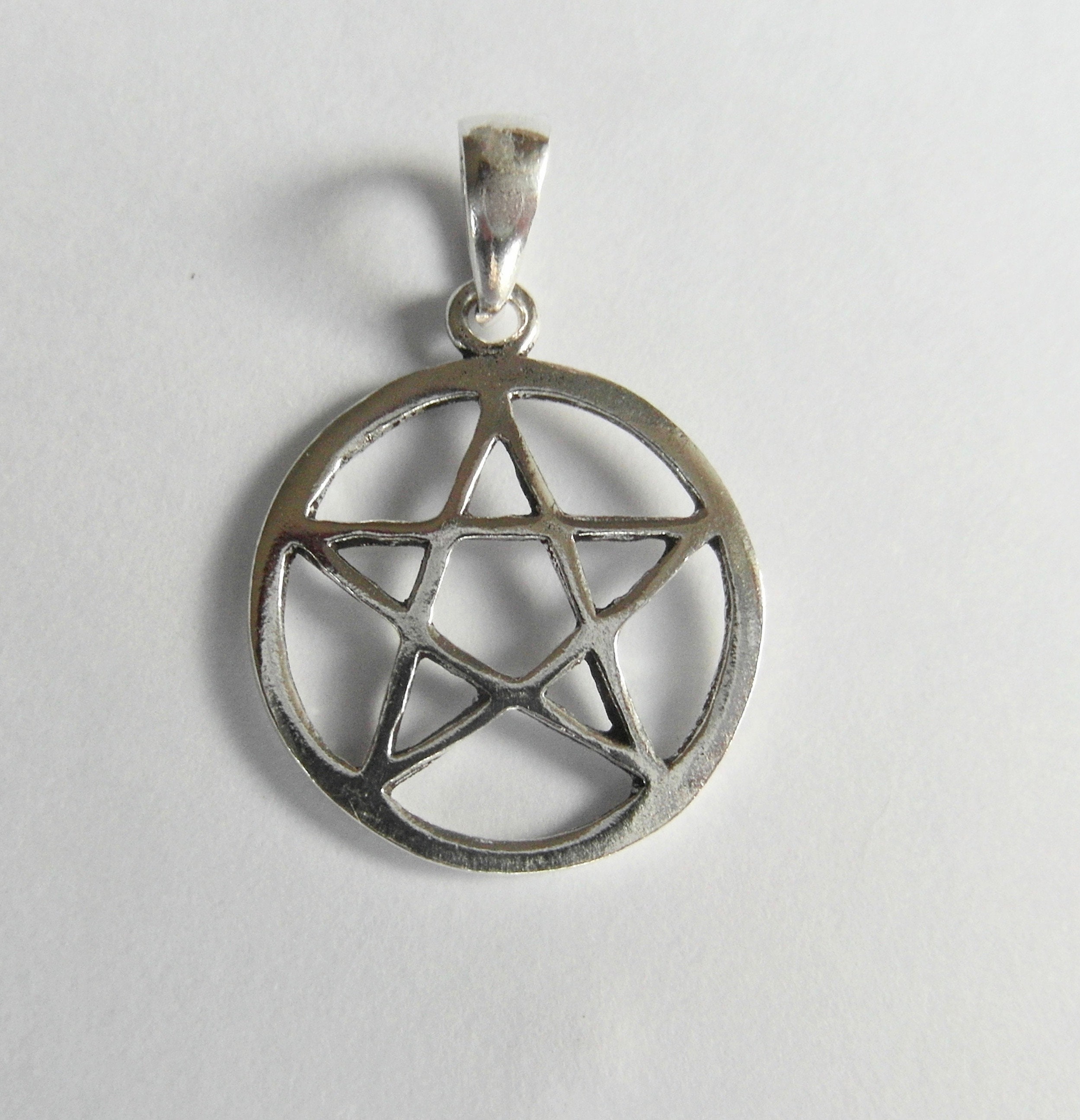 Sterling Silver 925 Pentagram Pendant (14 MM Diameter) - Etsy UK