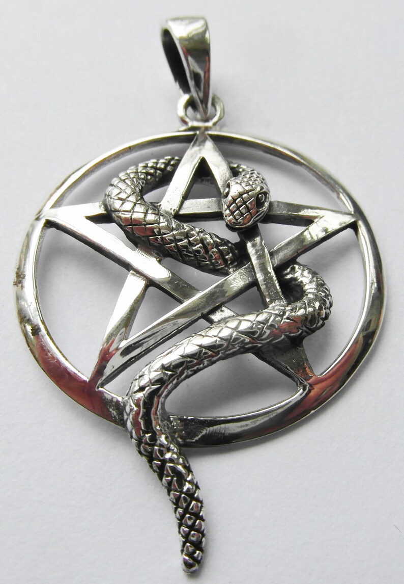 Sterling Silver 925 Snake Wrapped Pentagram Pendant - Etsy