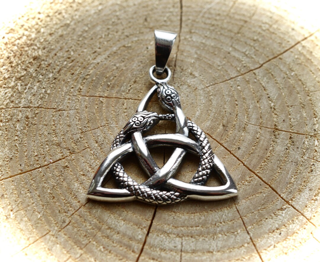 Sterling Silver 925 Ouroboros in Celtic Triangle Pendant - Etsy