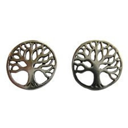 Sterling Silver Tree of Life Stud Earrings - Etsy