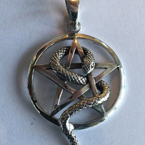 Sterling Silver 925 Snake Wrapped Pentagram Pendant - Etsy
