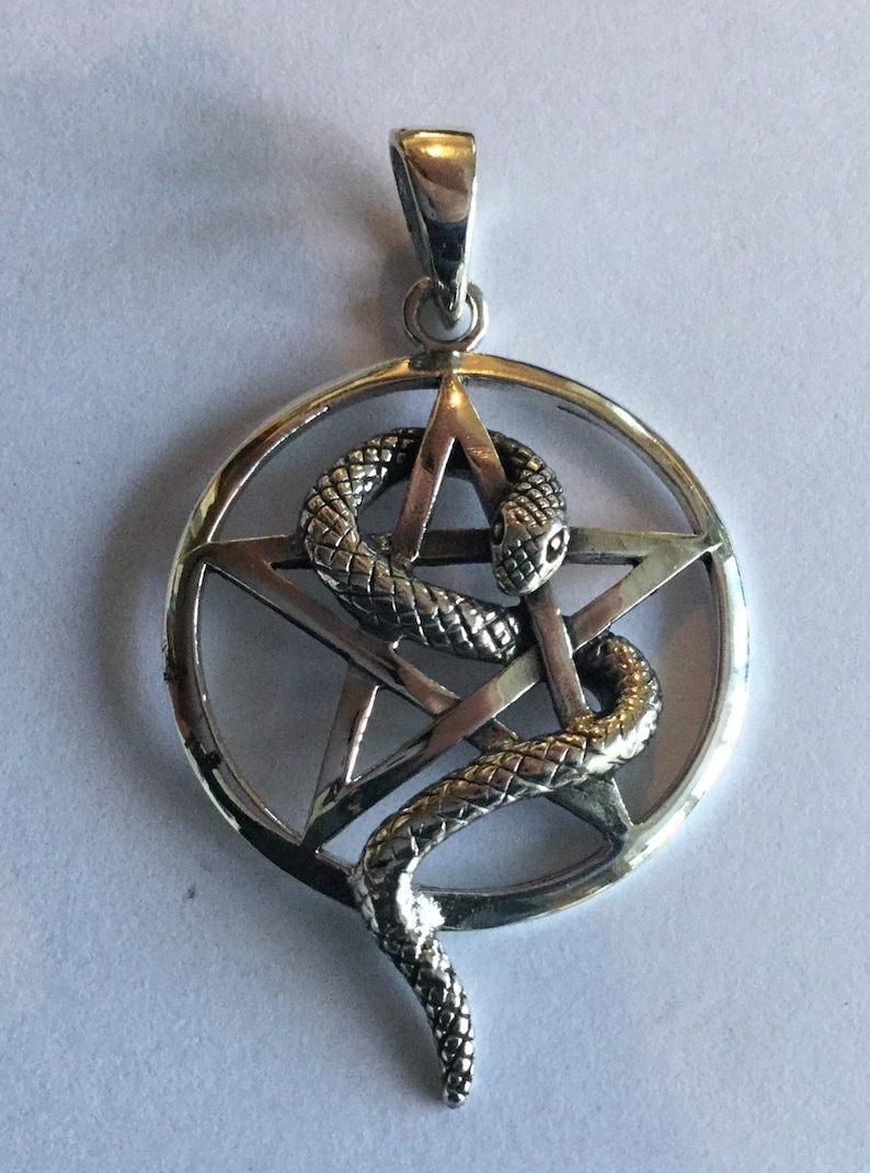 Sterling Silver 925 Snake Wrapped Pentagram Pendant - Etsy
