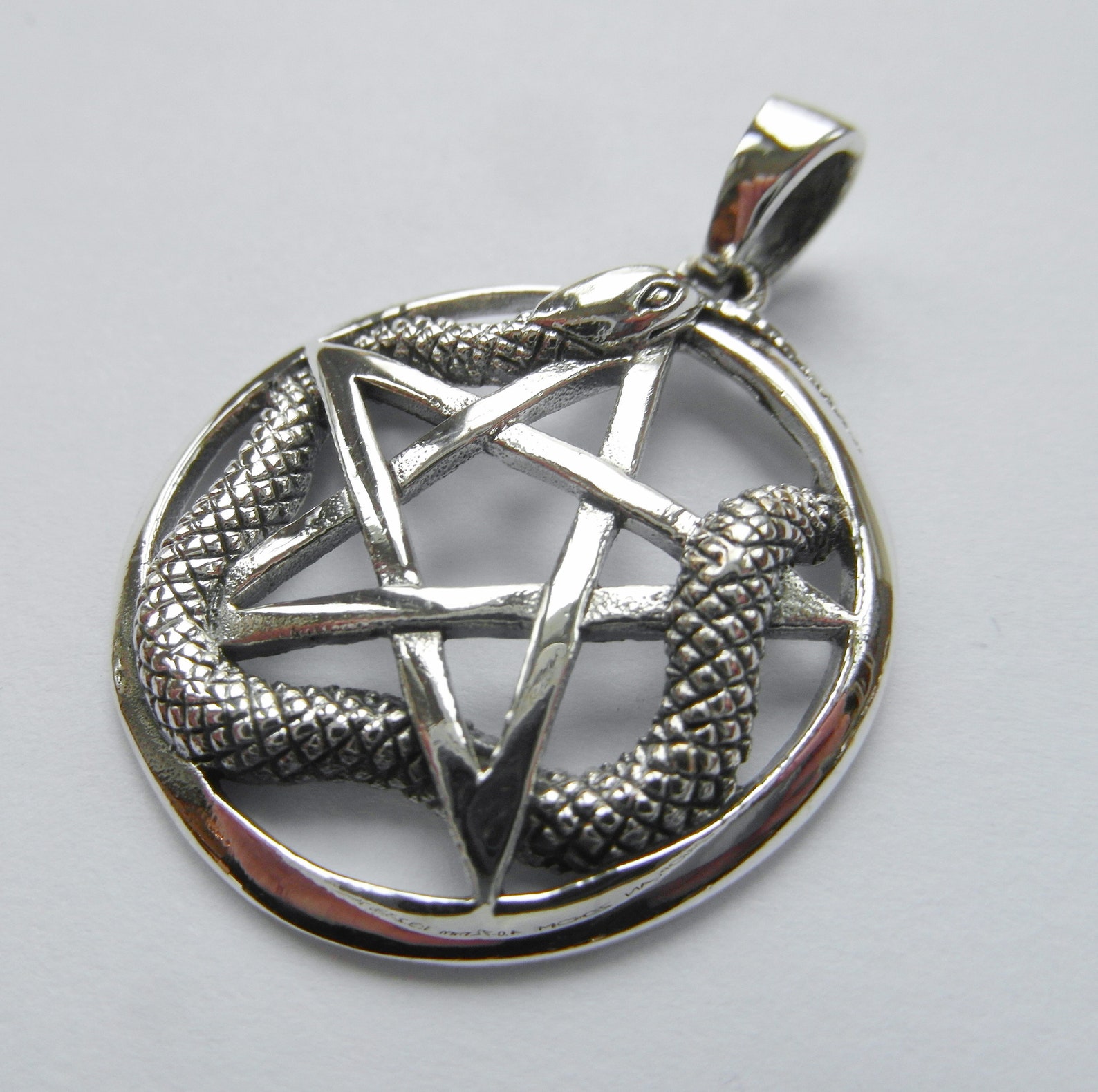 Sterling Silver 925 Snake in Pentagram Pendant - Etsy