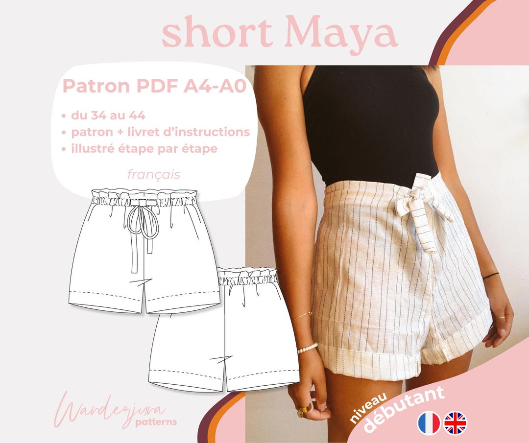 Maya Shorts - A4/A0 PDF Pattern to Print at Home (in French Only) SHORT ...
