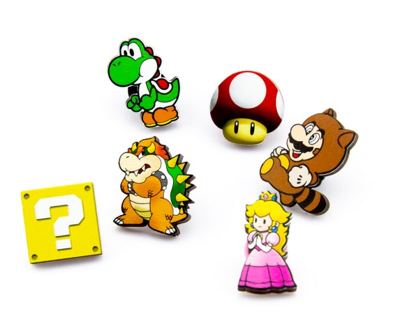 Super Mario Bros Pin Set Nintendo Bundle Wood Hat Pin - Etsy