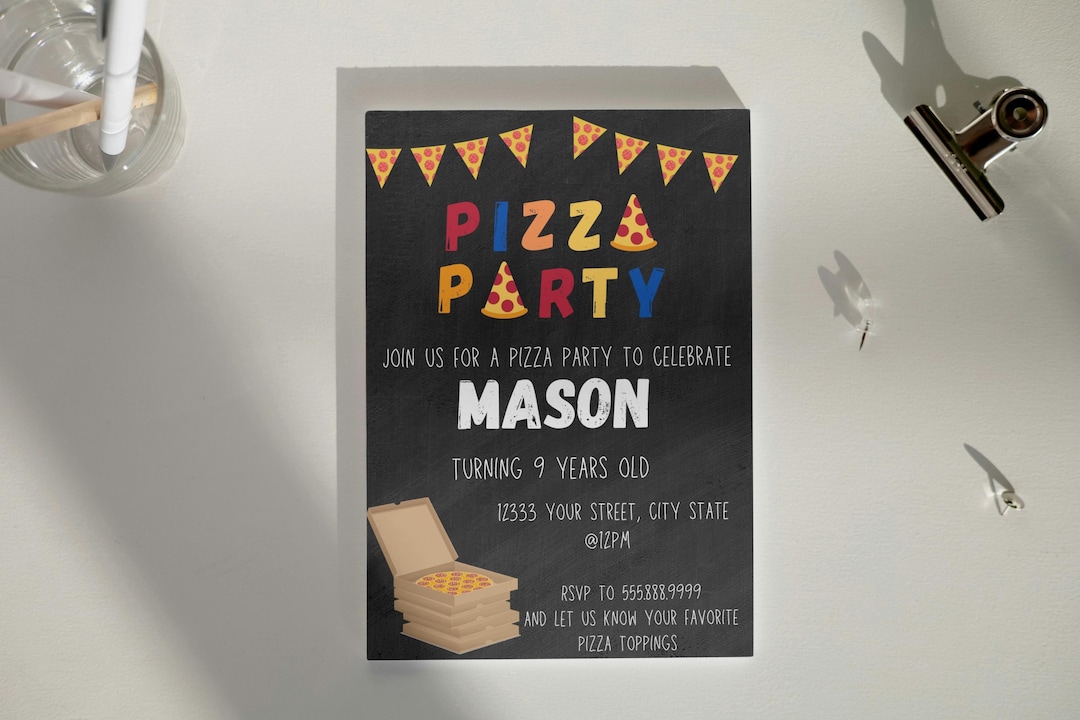 Pizza Party Digital Invitation - Etsy