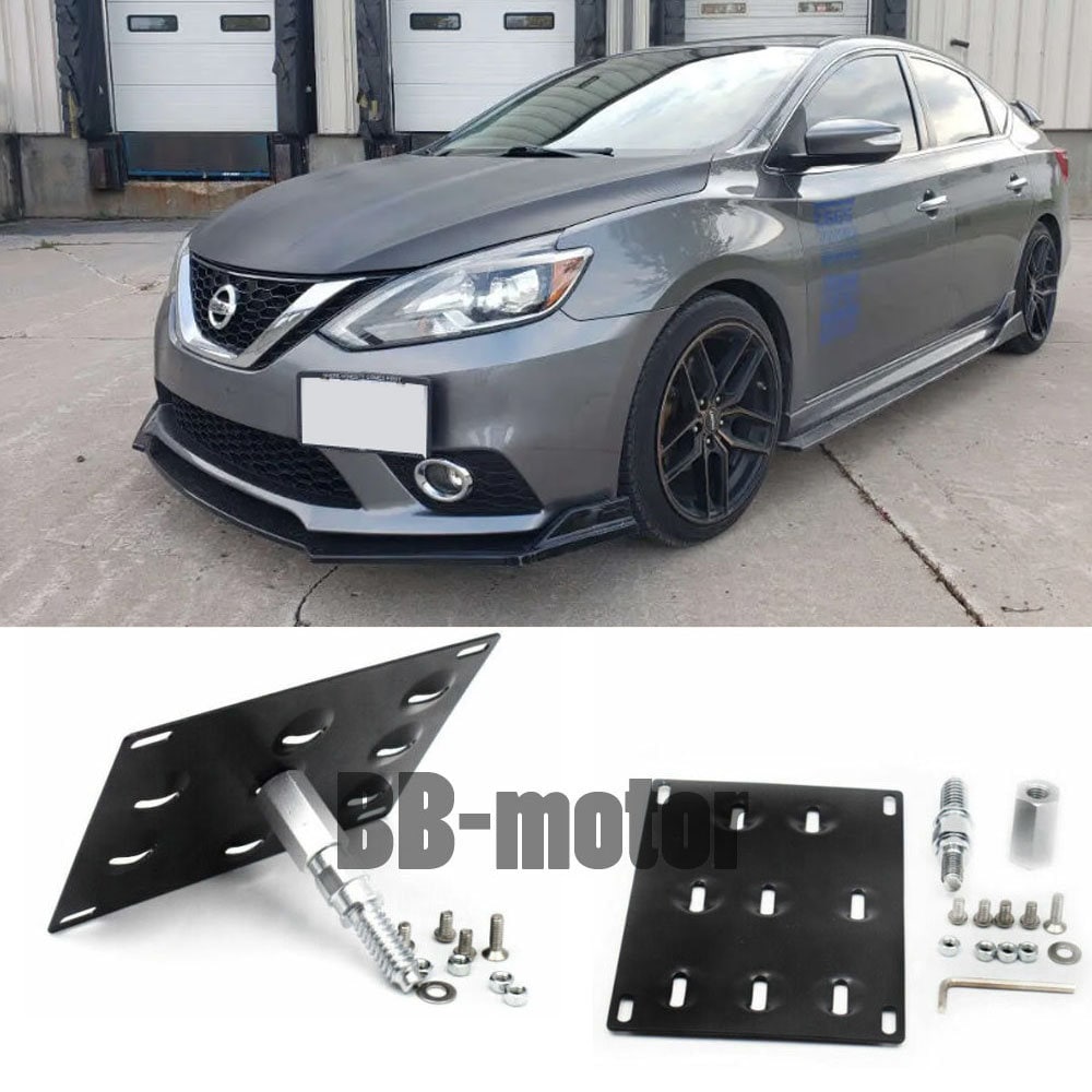 Front Bumper Tow Hook Hole Cover License Plate Relocate Bracket Frame ...