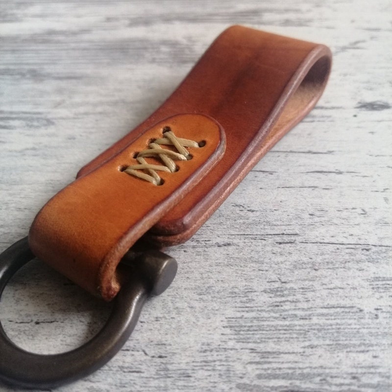 Leather Keychain - Etsy