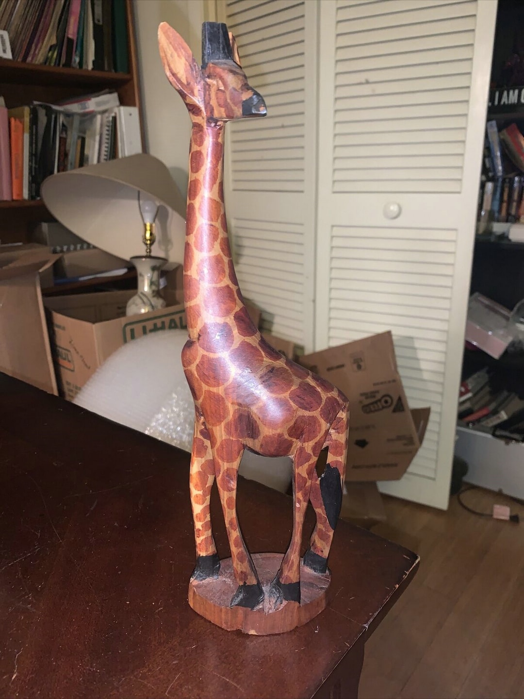 Vintage Large Wood Carved Giraffe 12 Tall - Etsy