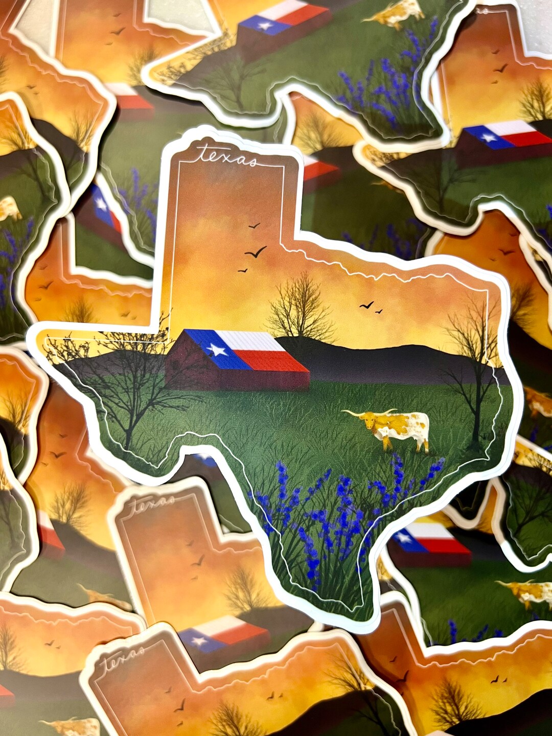 Texas Landscape Waterproof Sticker | TX State Sticker | Decal | State ...