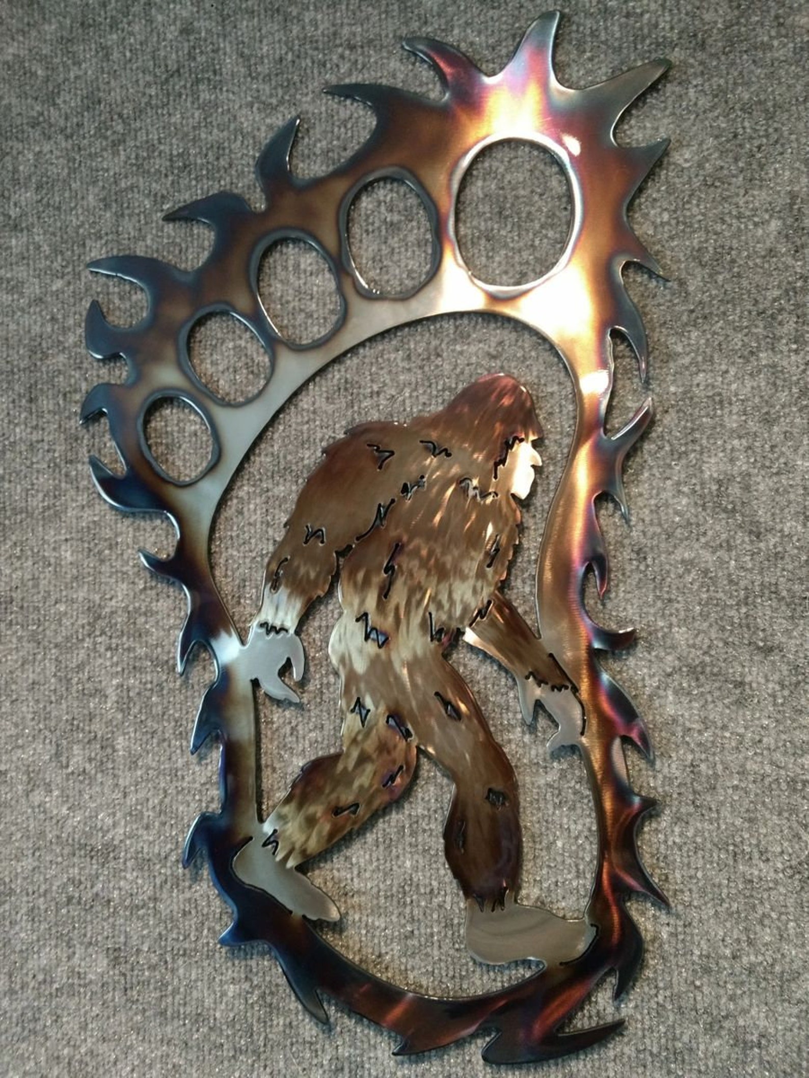 Sasquatch Bigfoot Print Torched Metal Art - Etsy