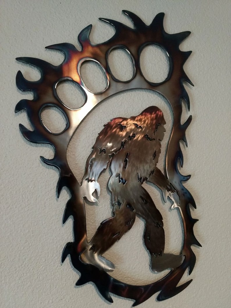 Sasquatch Bigfoot Print Torched Metal Art - Etsy