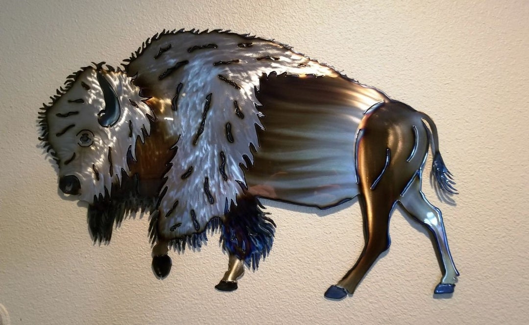 Bison Torched Metal Art - Etsy