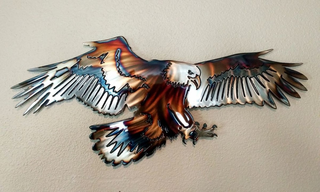 Bald Eagle Diving Torched Metal Wall Art - Etsy