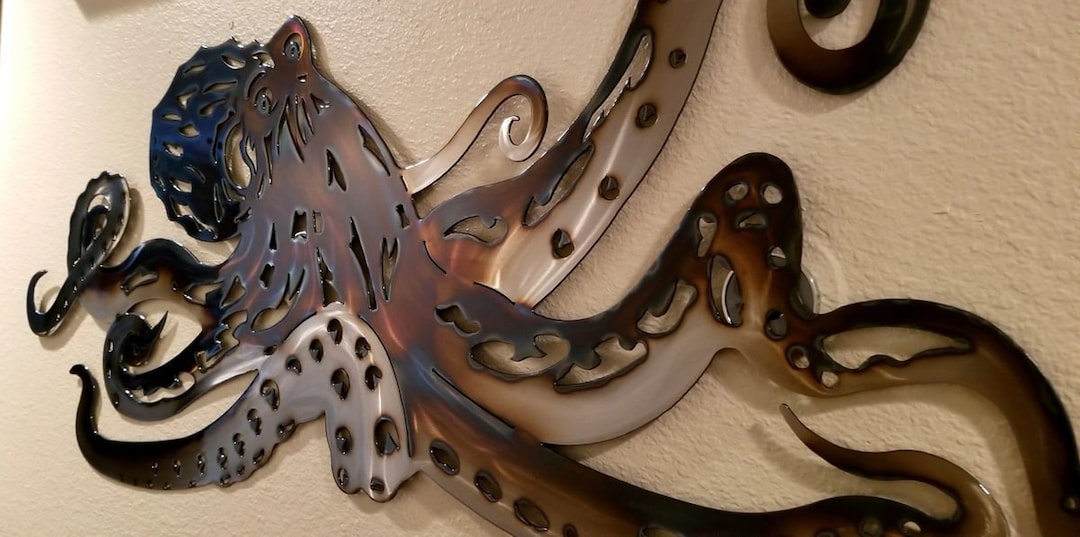Octopus Kraken Torched Metal Wall Art - Etsy
