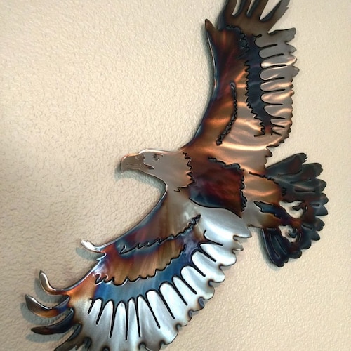 Bald Eagle Diving Torched Metal Wall Art - Etsy