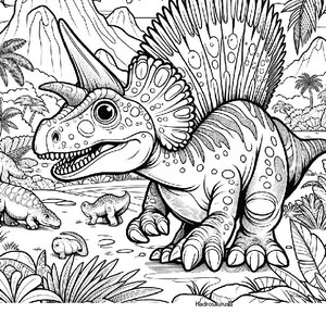 Cute Dinosaur Coloring Pages, Adults and Kids Coloring Book, Digital ...