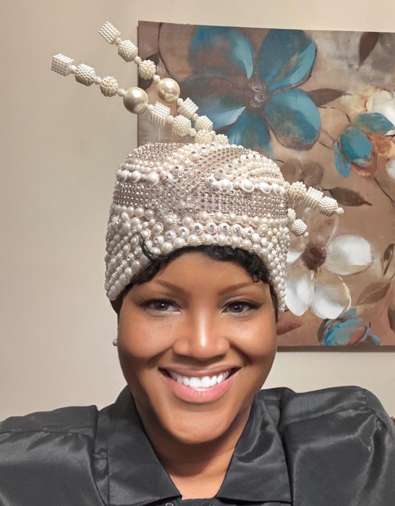 Ivory Pearl Covered Hat With Sparkling Design - Etsy