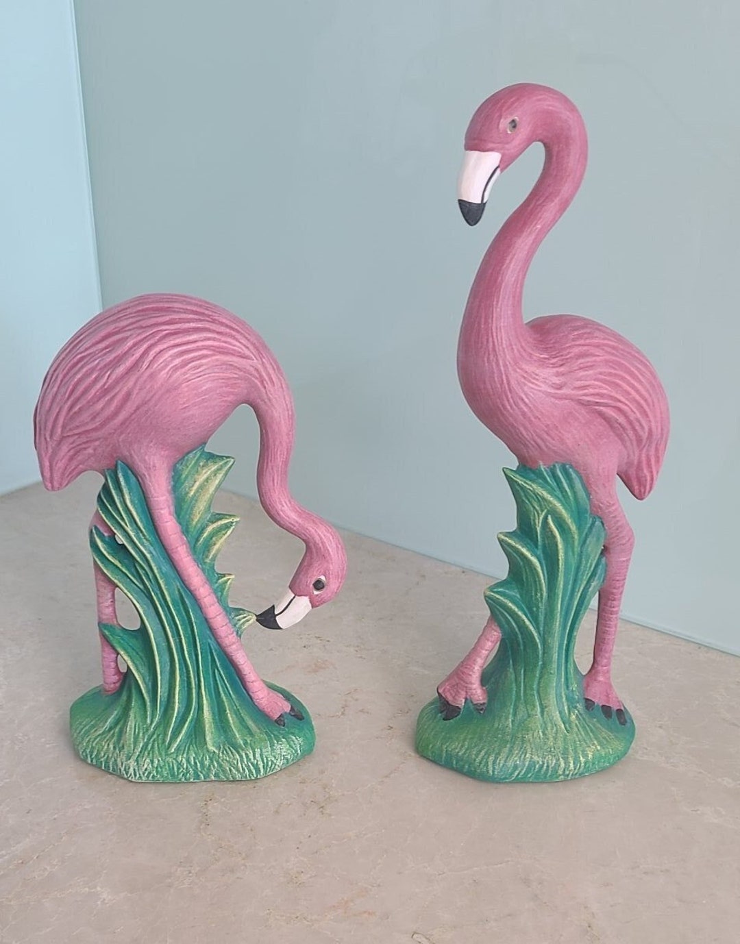 Pair of Ceramic Flamingos - Etsy