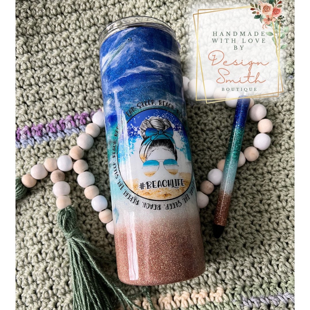 Beach-life Beach Themed Tumbler Custom Handmade 20oz Skinny - Etsy