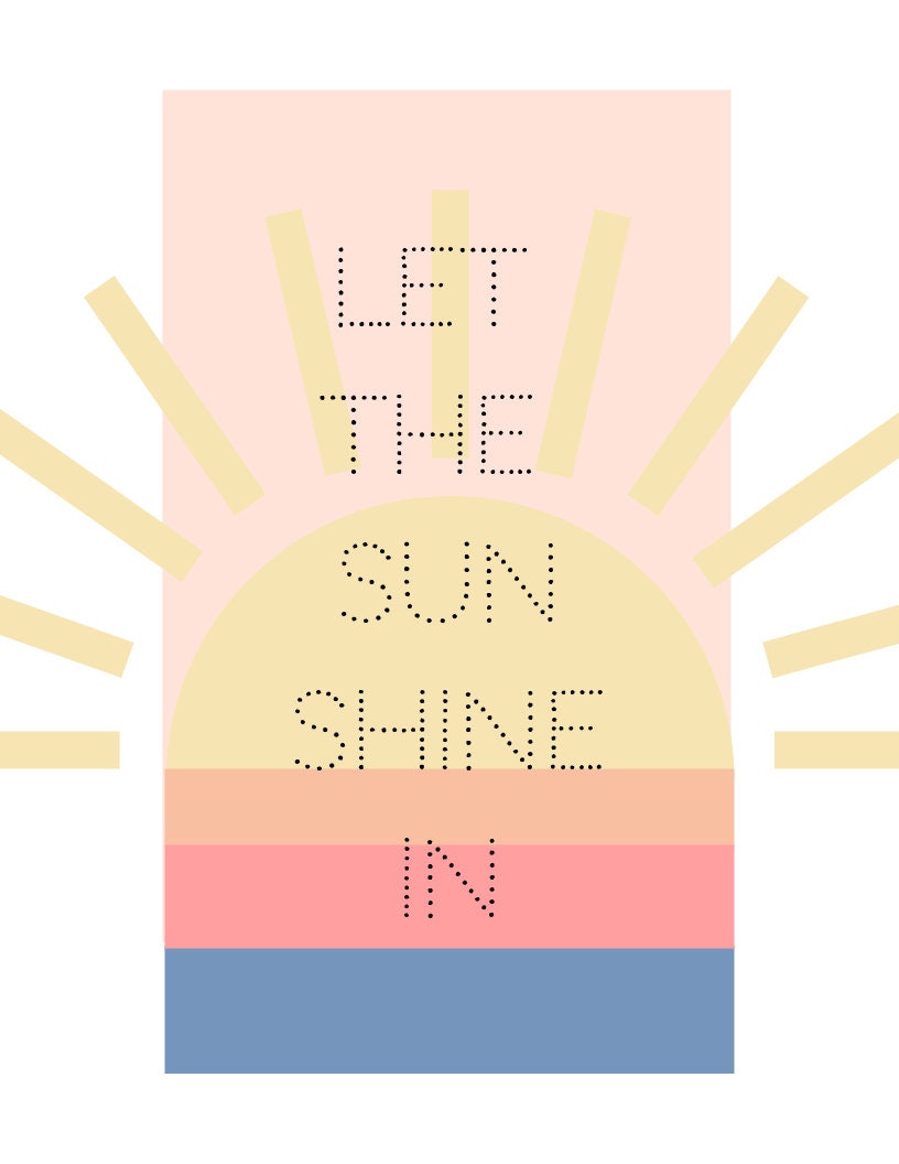 Let the Sun Shine in Vintage Vibes Print, Retro Beach Print, Quote ...