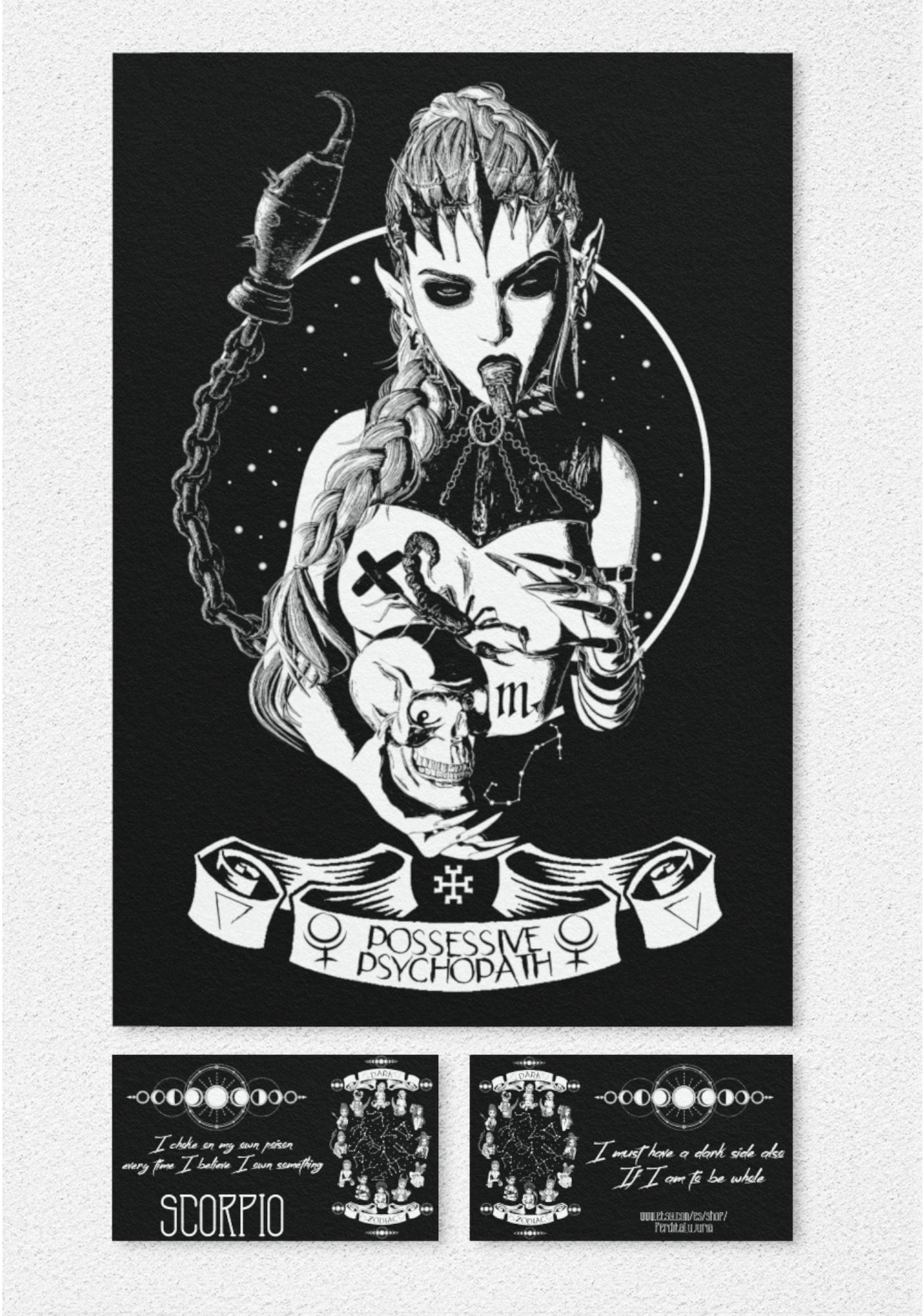 Dark Scorpio Art Poster, Goth Zodiac Print - Etsy
