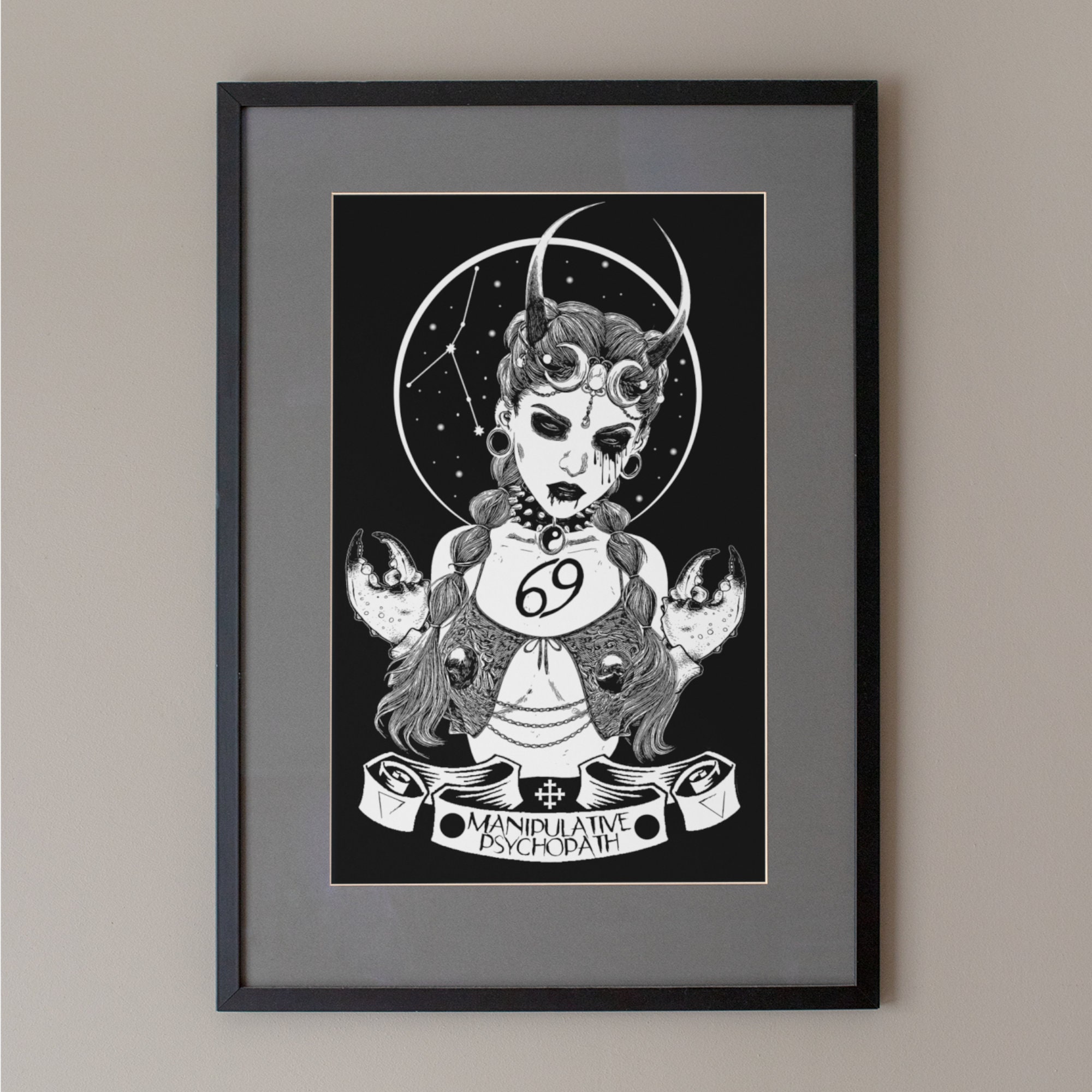 Dark Zodiac. Dark Cancer, Goth Print. Zodiac Poster. Art Print. - Etsy