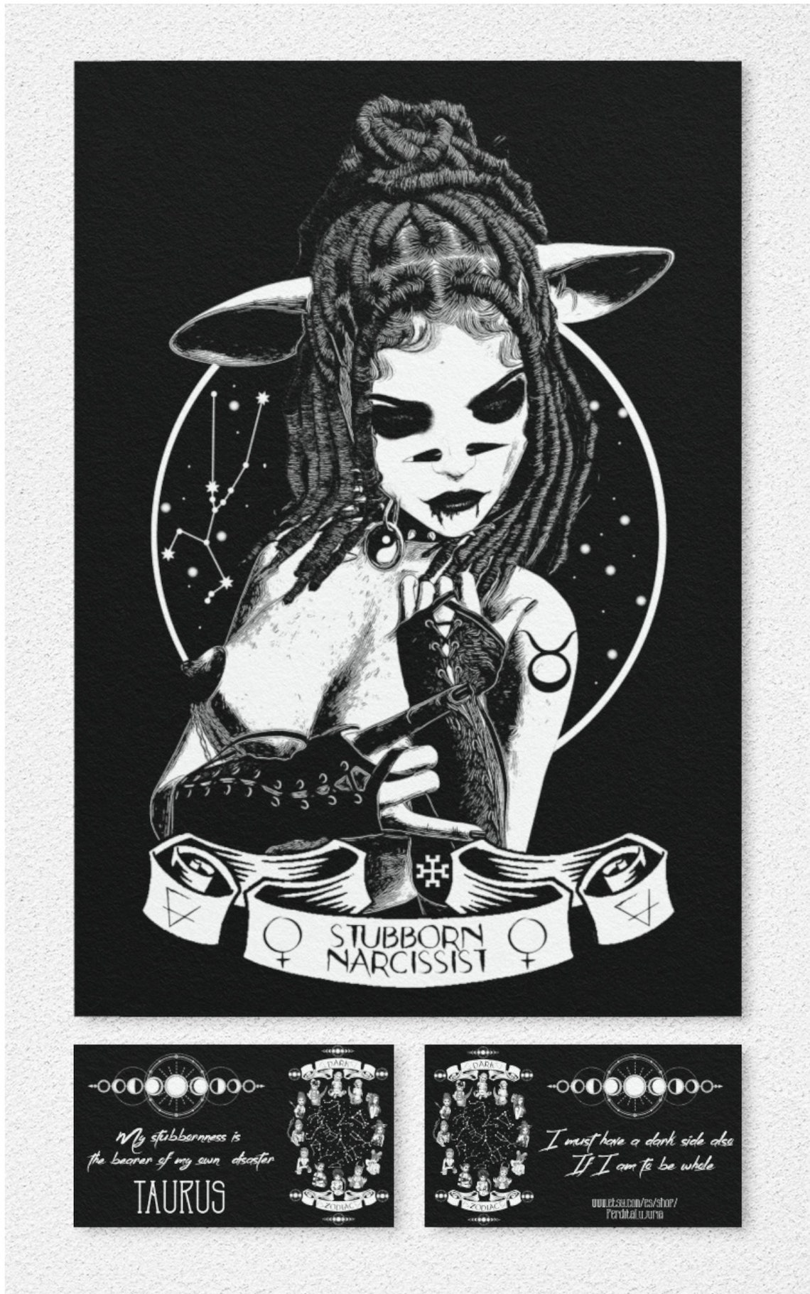 Dark Taurus. Dark Zodiac. Poster. Art Print. Goth Print. - Etsy