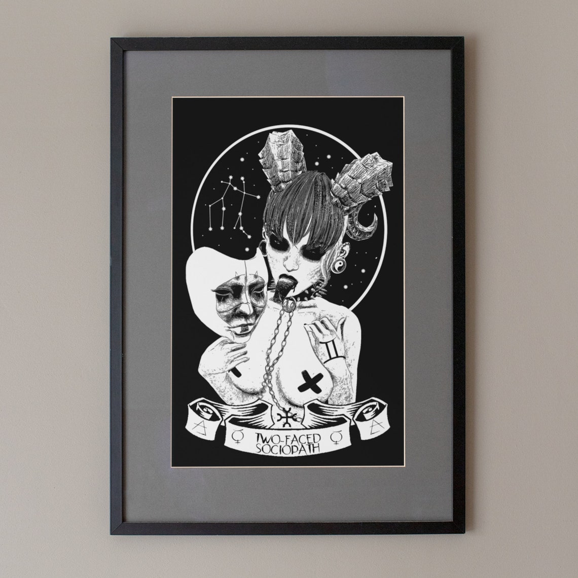 Dark Zodiac. Dark Gemini. Poster. Dark Art Print. - Etsy