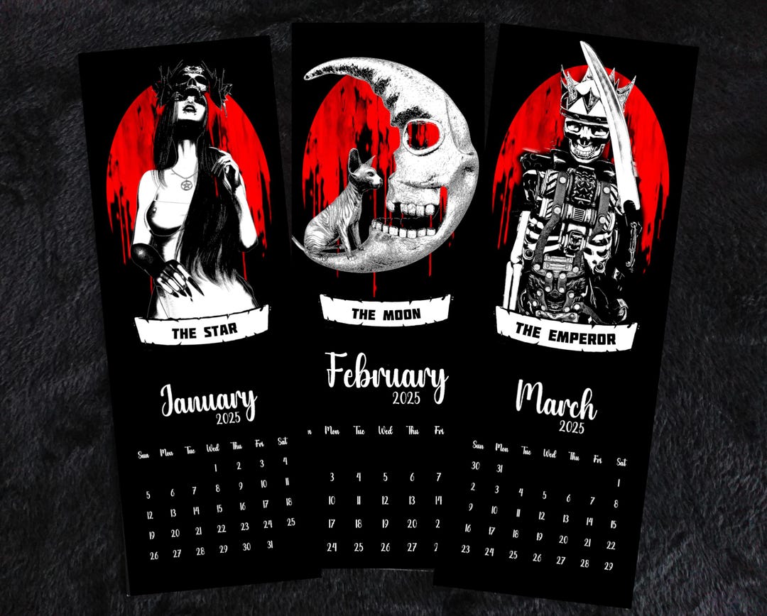 Wall Calendar 2025. Dark Tarot Calendar. Postcard Calendar. Goth ...
