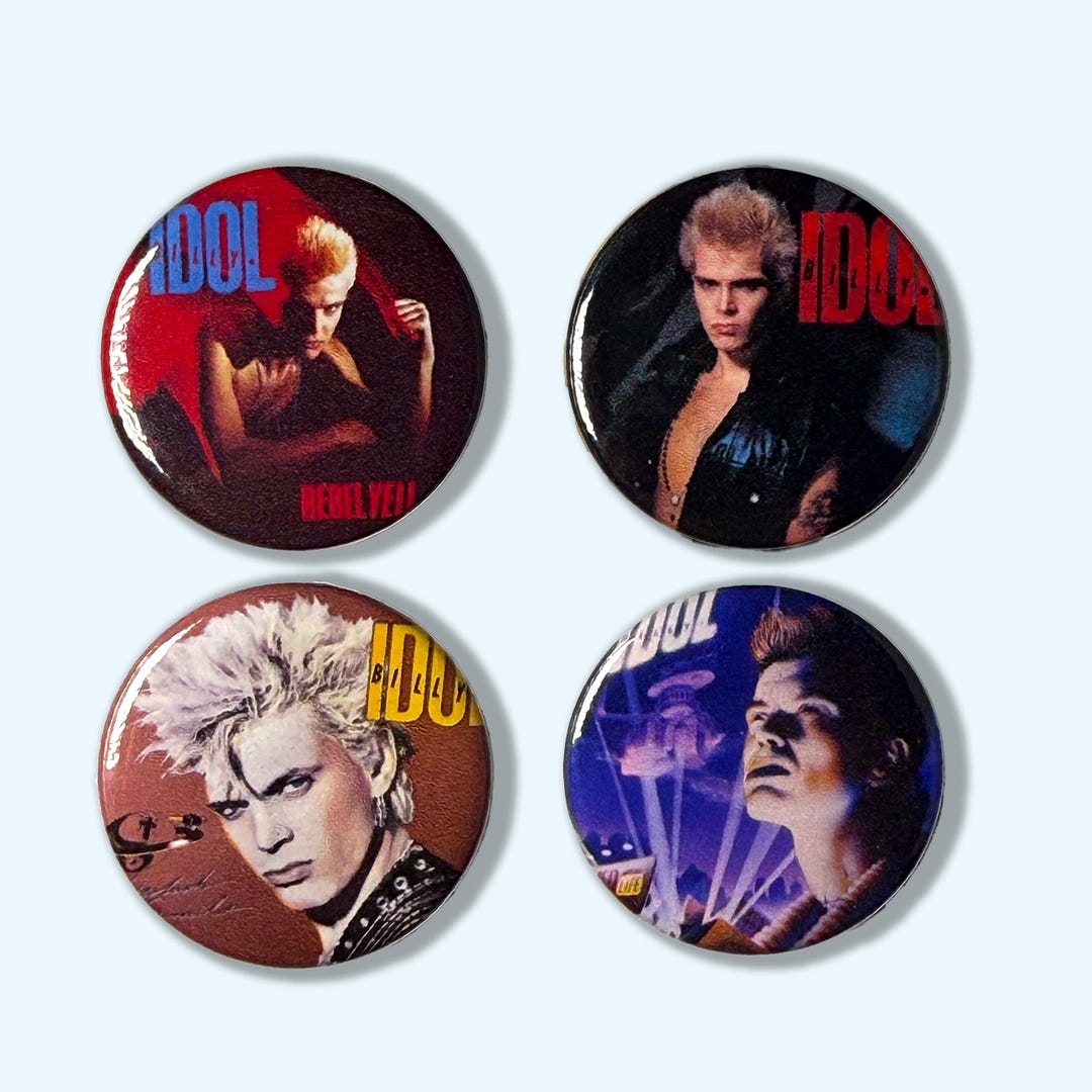 Billy Idol / Album Button Badges - the First Four Albums, Rebel Yell ...