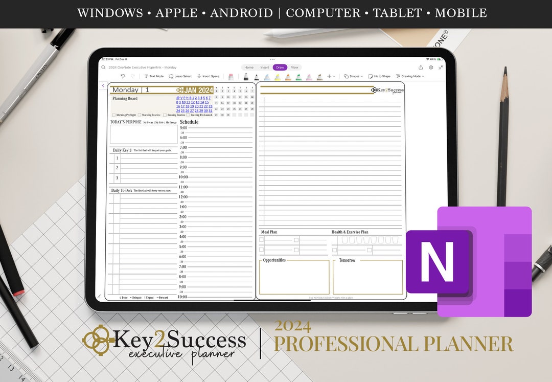 2024 Onenote Professional Planner for Ipad, Surface, Note, Windows and ...