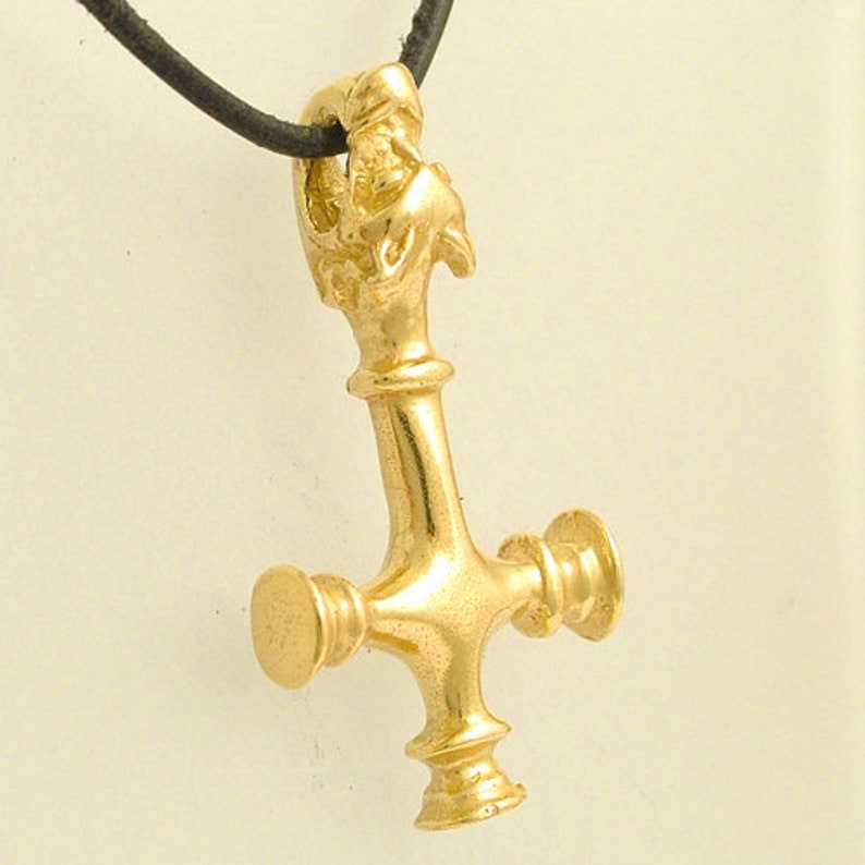 Thor's Hammer Pendant From Iceland (wolf Cross) Solid 585 Gold - Etsy