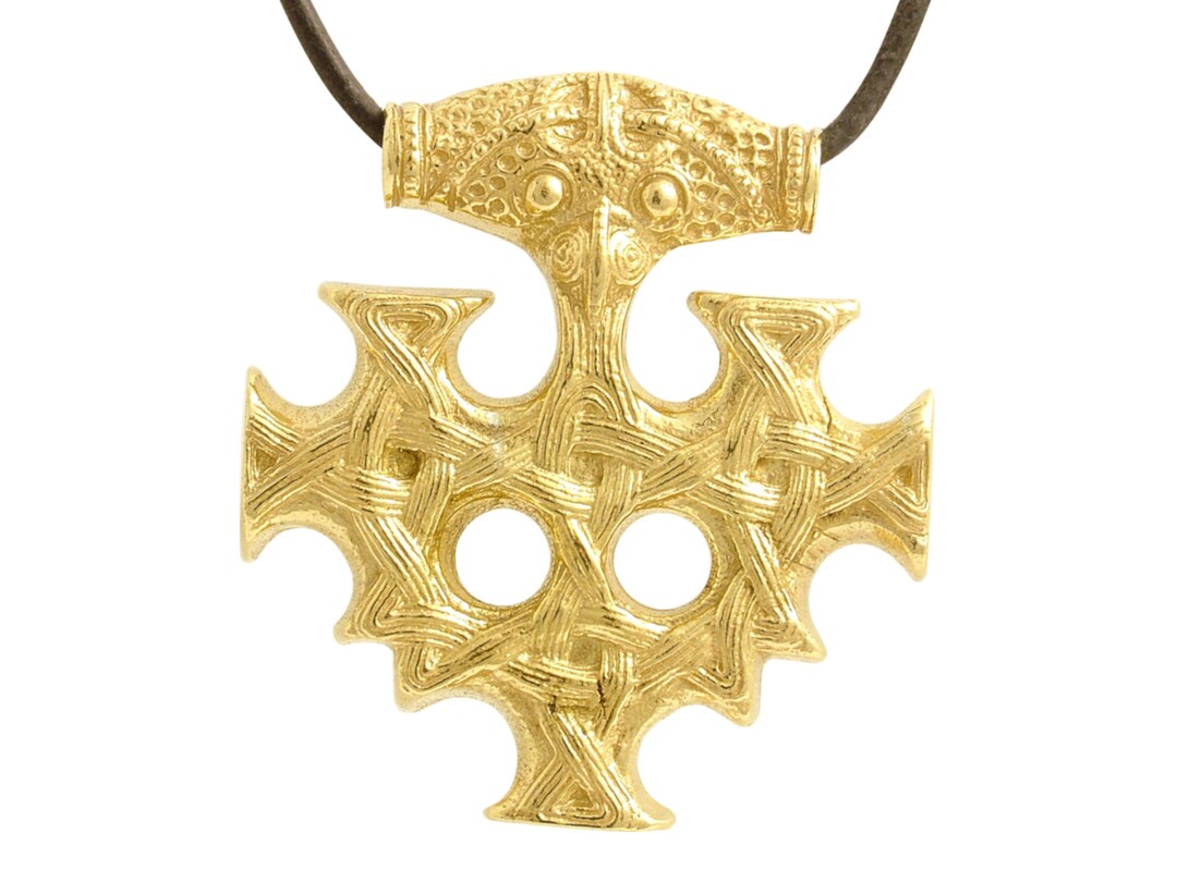 Pendant Thor's Hammer Hiddensee Cross Large Solid 925 Silver Gold ...