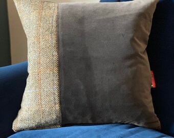 Designers Guild Varese Velvet in 'ocean' and Harris Tweed Herringbone ...