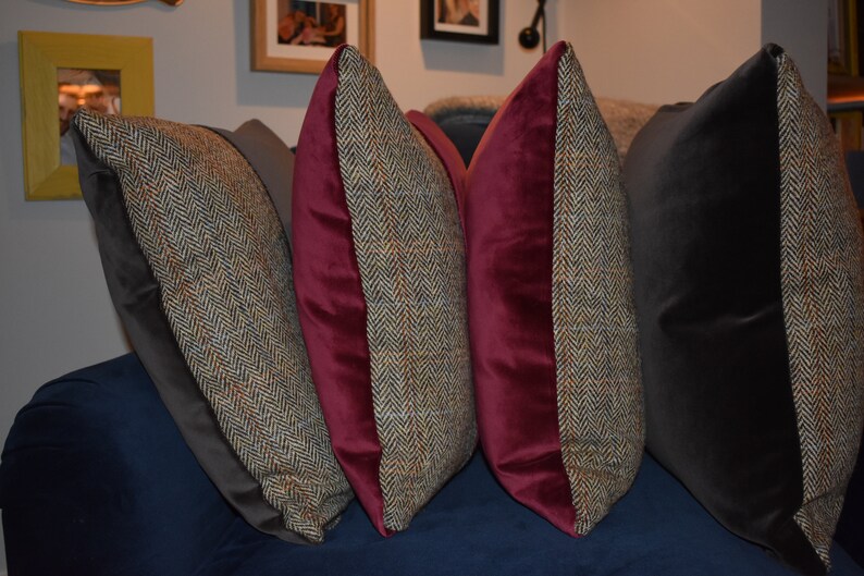 Designers Guild Varese Velvet in 'ocean' and Harris Tweed Herringbone ...