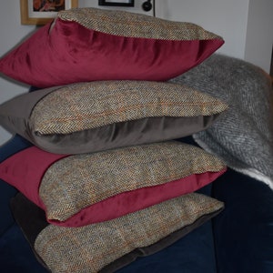 Designers Guild Varese Velvet in 'ocean' and Harris Tweed Herringbone ...