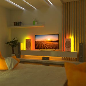2 Pack - Narrow Acoustic Panels “wave-mini” With Desktop Standing Lamp ...