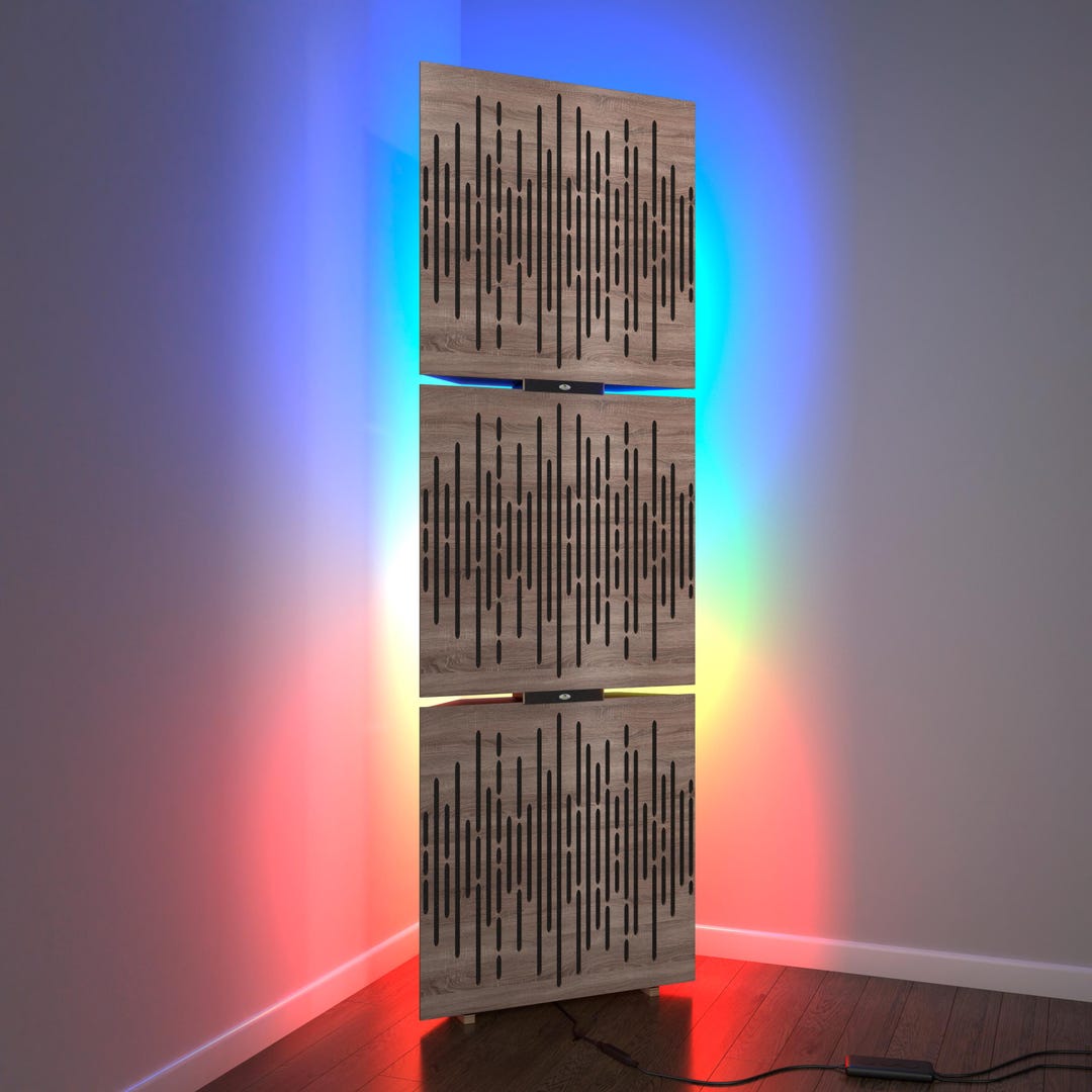 3 Pack — Mobile Acoustic Wall Bass Traps «WAVE» With RGB Light | Corner ...
