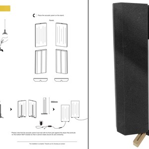 2 Pack - Narrow Acoustic Panels “wave-mini” With Desktop Standing Lamp ...