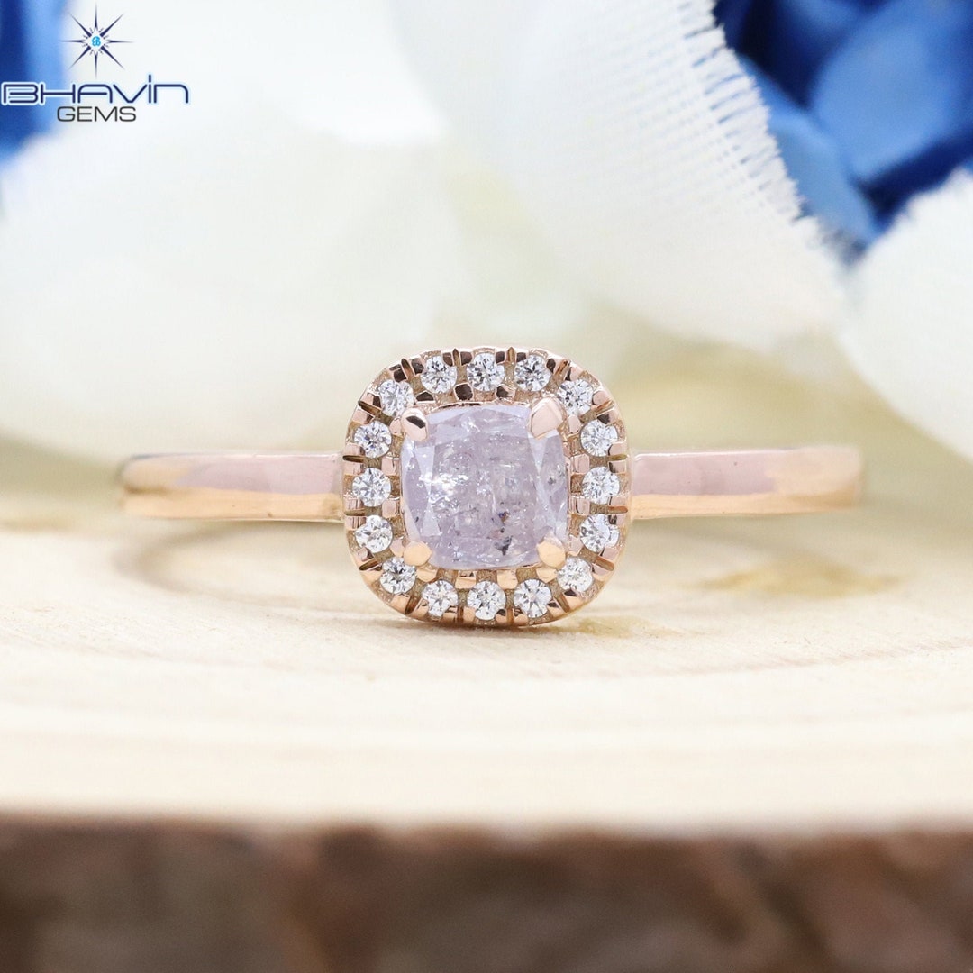 18K Cushion Pink Diamond Bridal Set With 0.53 CT Center Stone and ...