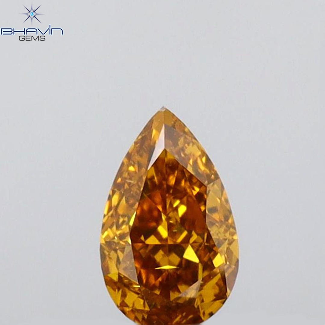 0.29 CT Pear Natural Orange Diamond A Sweet Gift for Your Exquisite ...