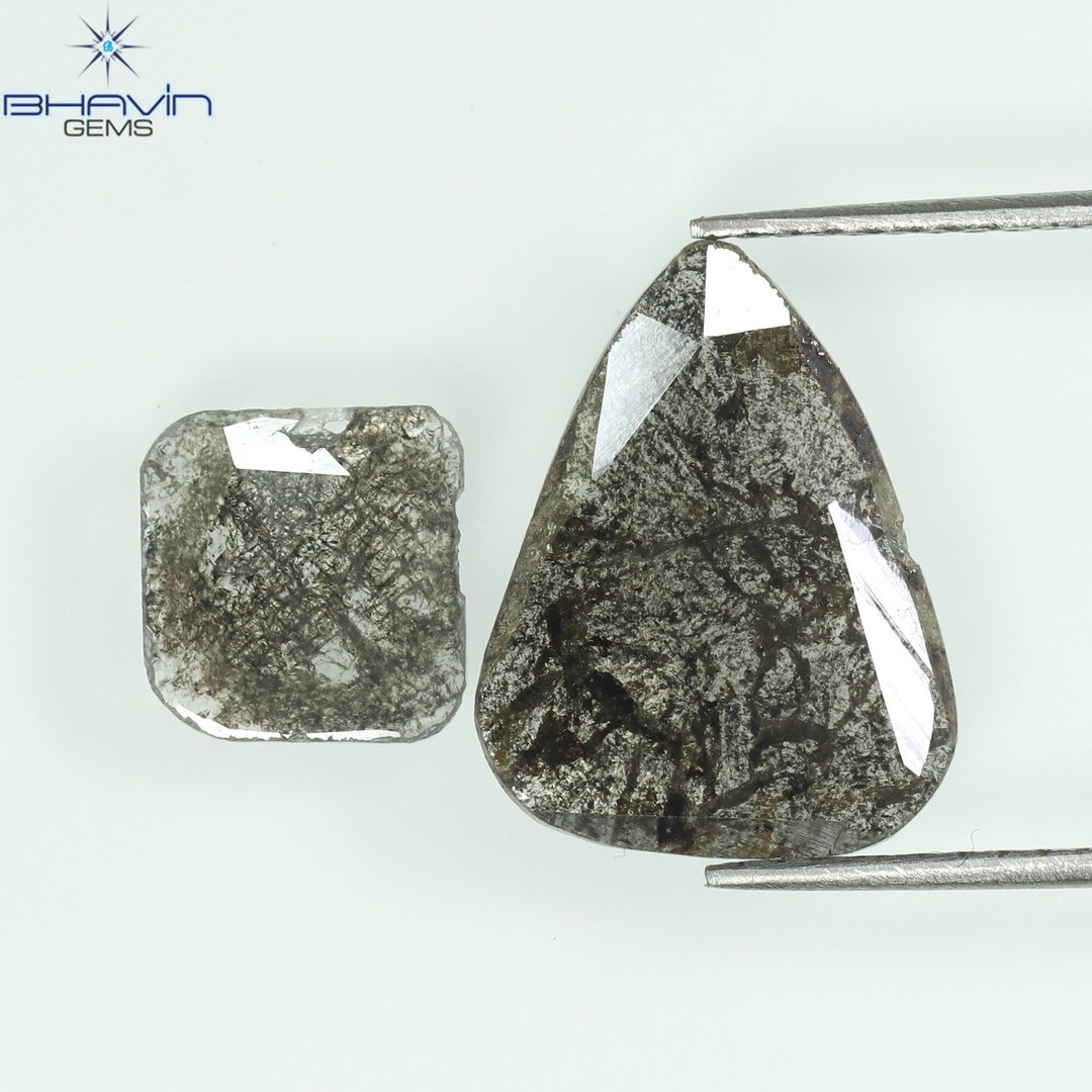 1.45 CT Uncut Salt and Pepper Diamond Slices, Natural Loose Diamonds - Etsy