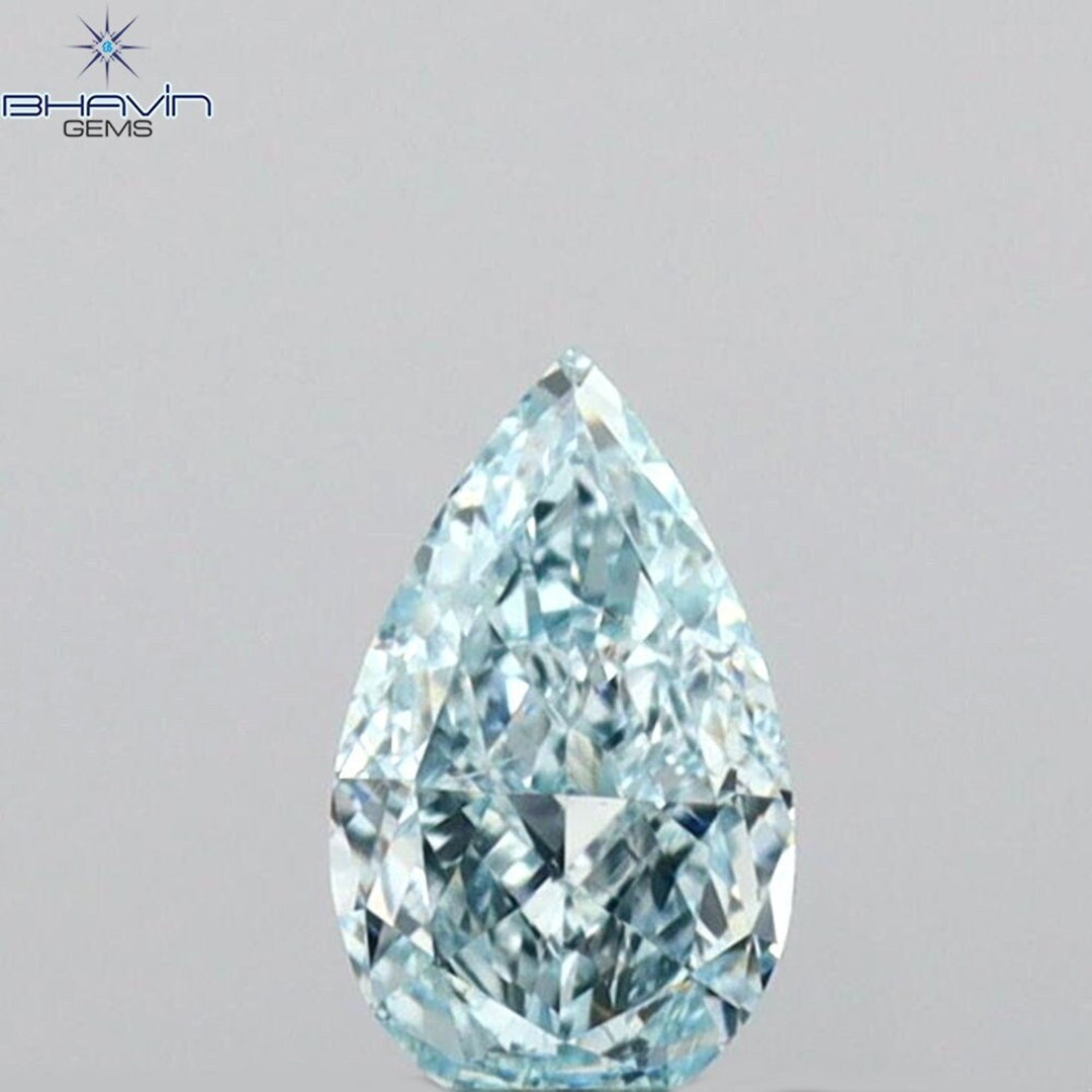 0.30 CT Pear Diamond Enhanced Blue Color A Sweet Gift for Your ...