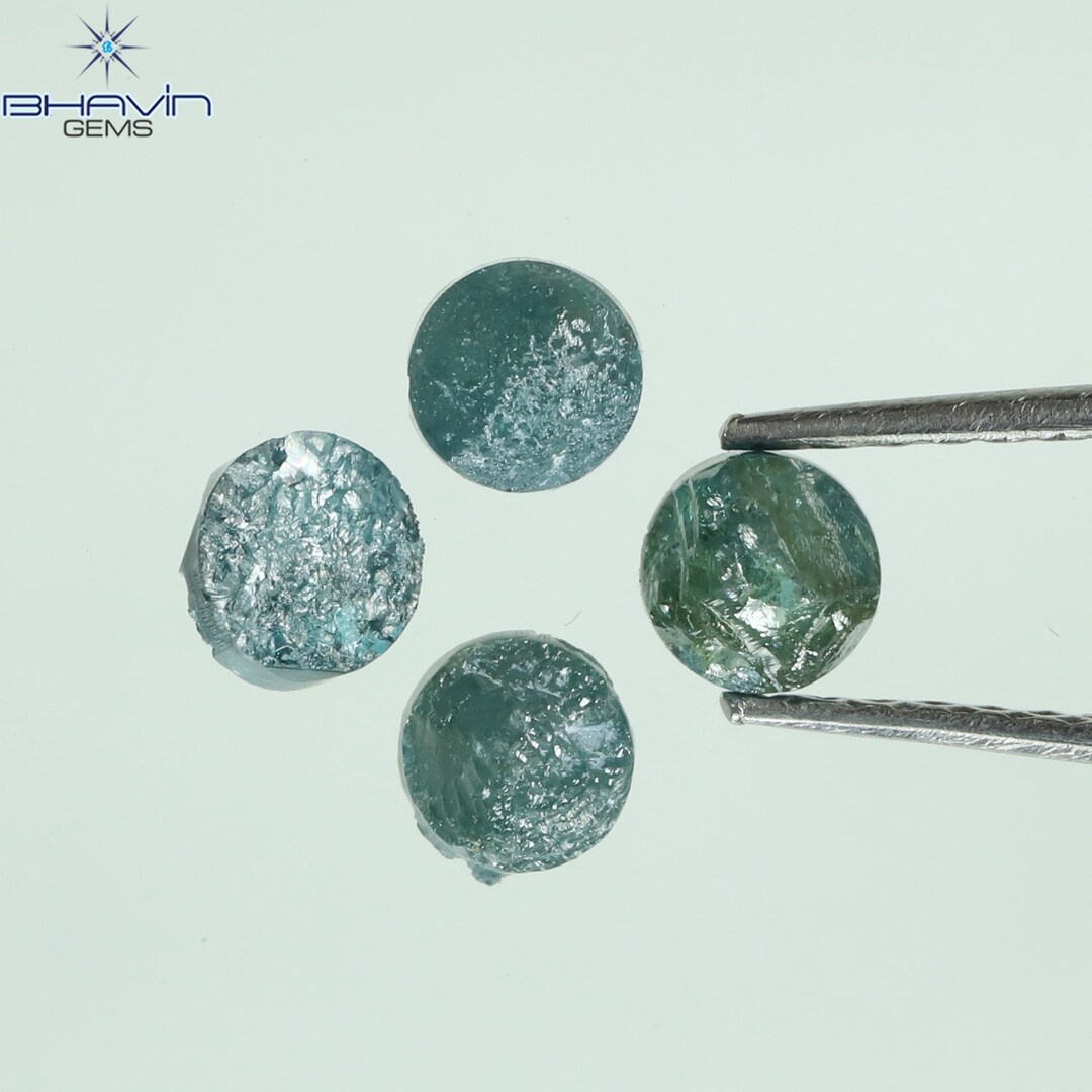1.27 CT/4 Pcs Round Rough Diamond Enhanced Blue Color Perfect for ...
