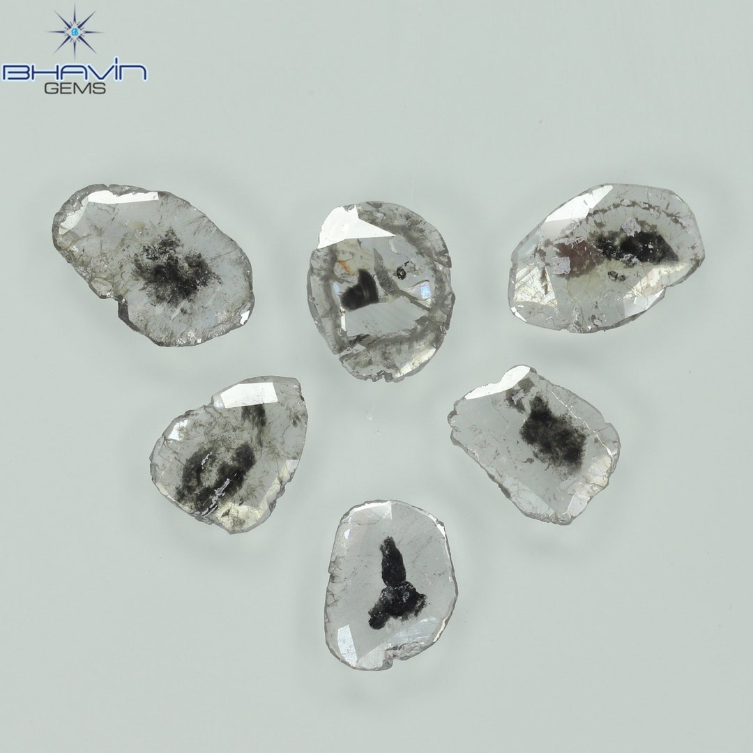 1.96 CT Salt and Pepper Uncut Diamond Slices, Loose Diamonds, 6 Pcs - Etsy