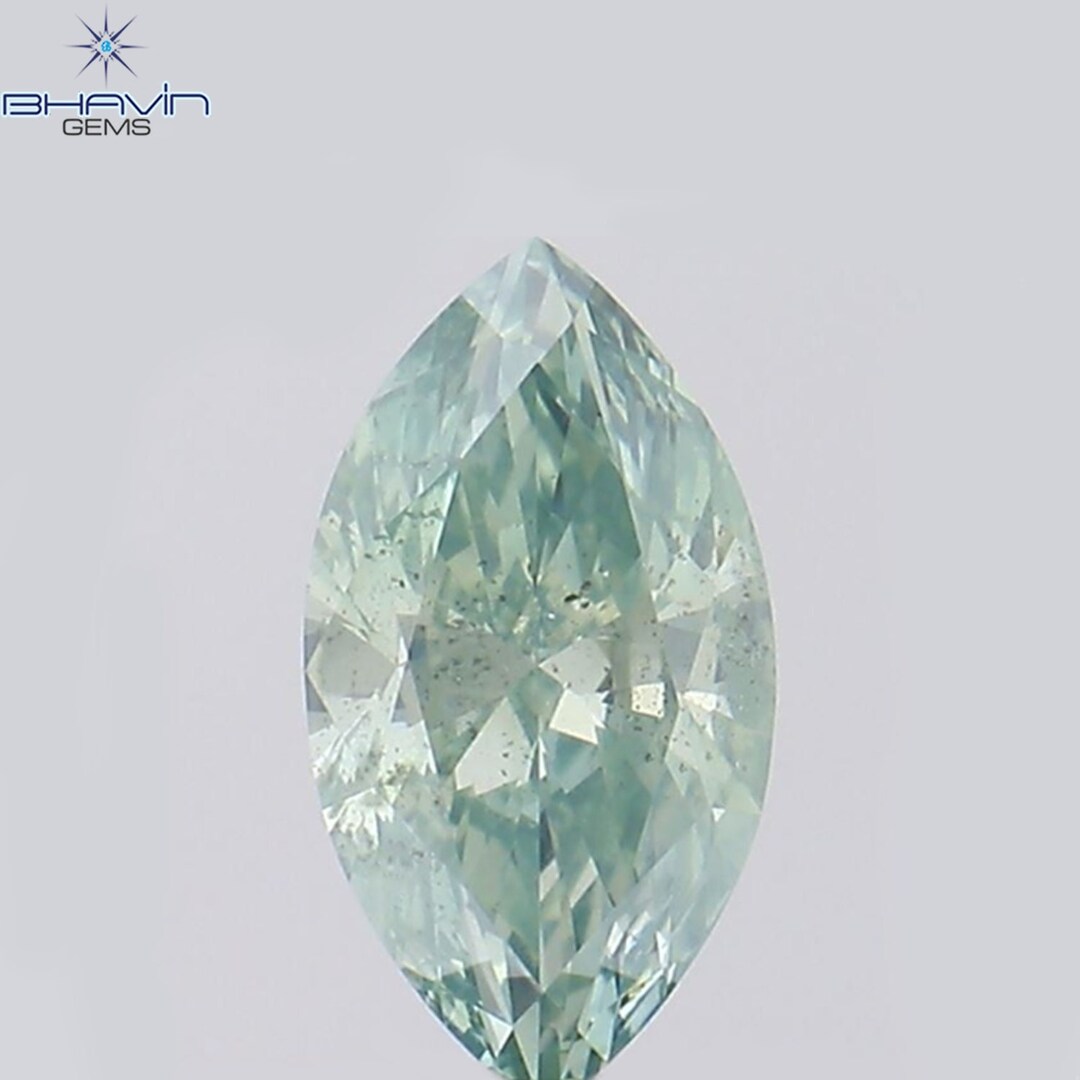 0.66 CT Marquise Diamond Enhanced Greenish Blue Color an Exquisite ...