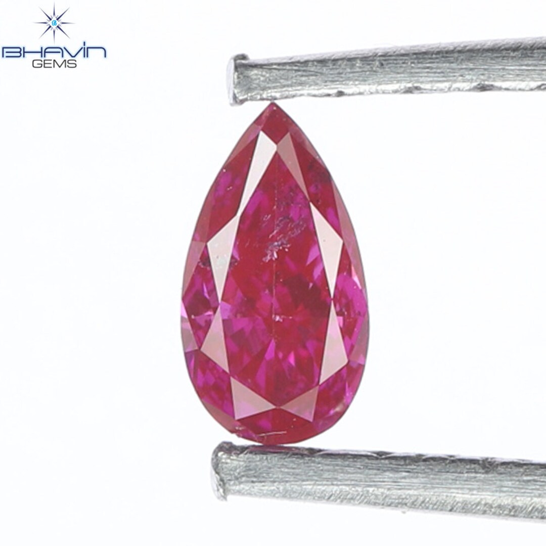 0.11 CT Pear Shape Natural Enhanced Vivid Pink Diamond A Stunning ...